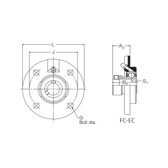 FC20EC RHP 4 Bolt Round Cast Iron Flanged Bearing Unit with ...